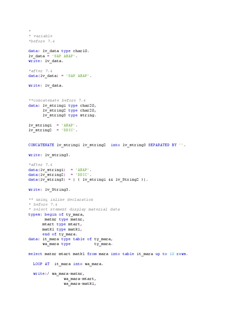 'Sap Abap': Data Type Write | PDF | Inheritance (Object Oriented ...