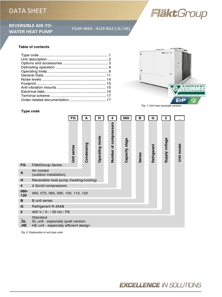 FG - Data Sheet FGAH 4060-4120 BG2 (R1) - Datasheet - UN | PDF | Heat Exchanger | Pump