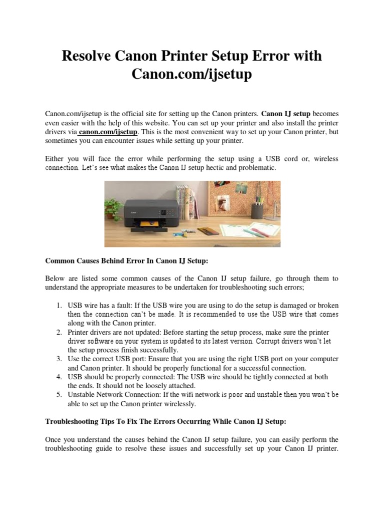 Resolve Canon Printer Setup Error With Canon - Comijsetup | PDF ...
