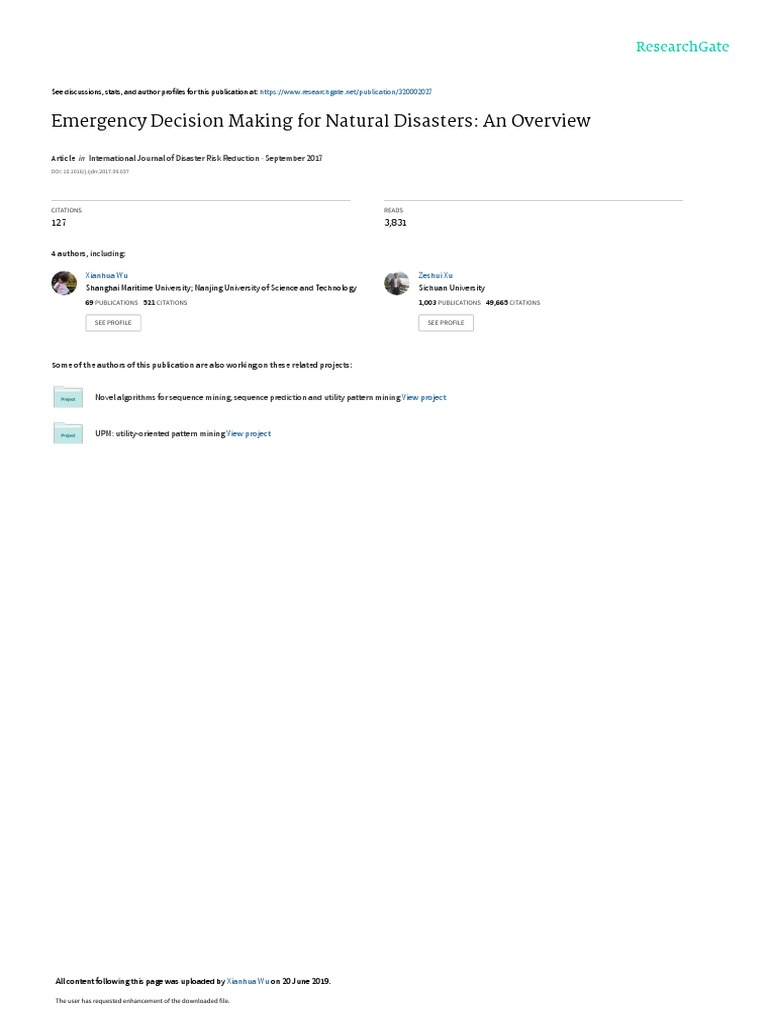 Emergency Decision Making For Natural Disasters: An Overview | PDF ...