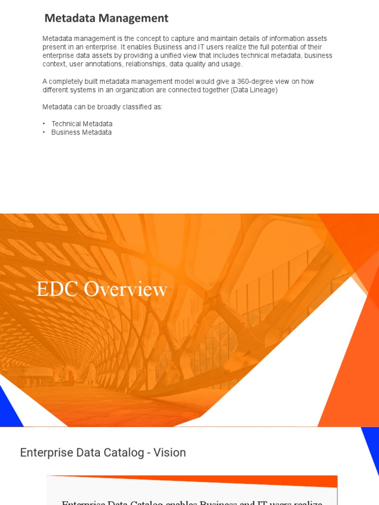 EDC - Overview - KT | PDF | Metadata | Class (Computer Programming)