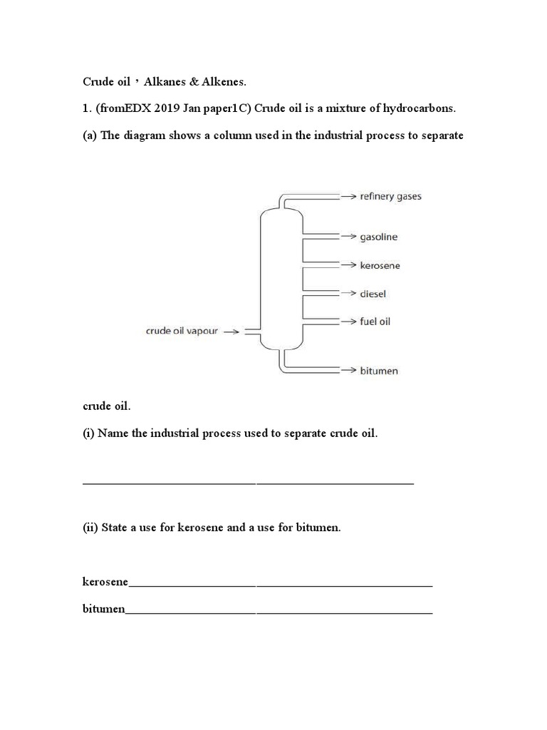 01 Crude - Oil - Alkanes - & - Alkenes QP | PDF | Alkene | Cracking ...