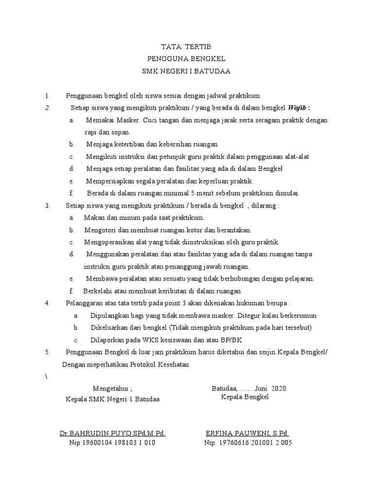 Tata Tertib Bengkel | PDF