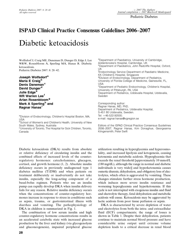 Diabetic Ketoacidosis: ISPAD Clinical Practice Consensus Guidelines ...