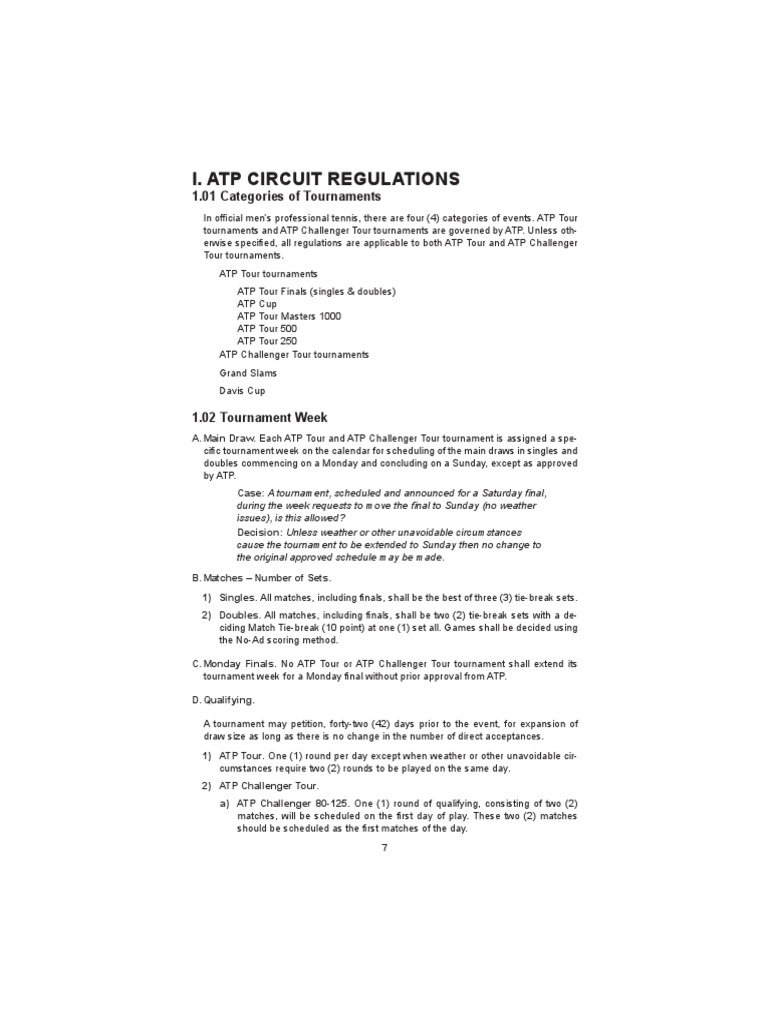 ATP Rulebook 2021 Chapter 1 | PDF | Ball Games | Individual Sports