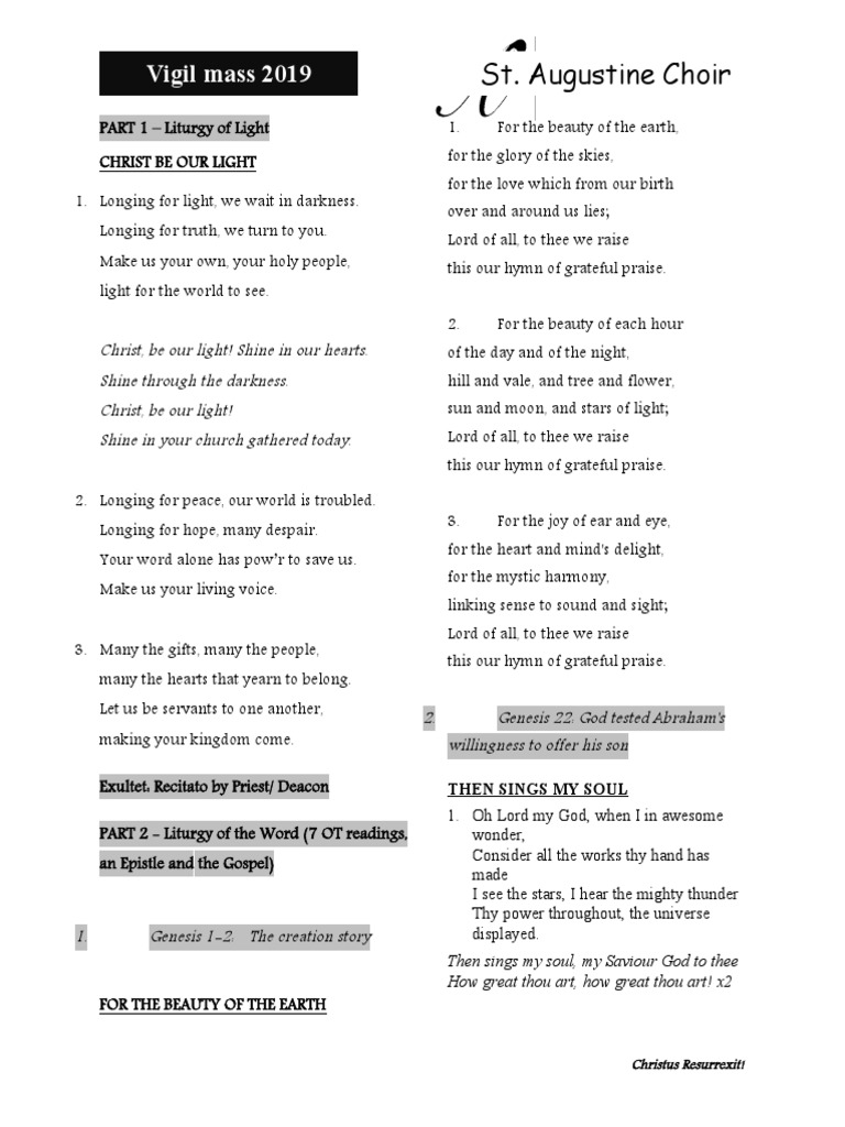 Easter Vigil Program - 2019 2!! | PDF | Christian Worship And Liturgy ...