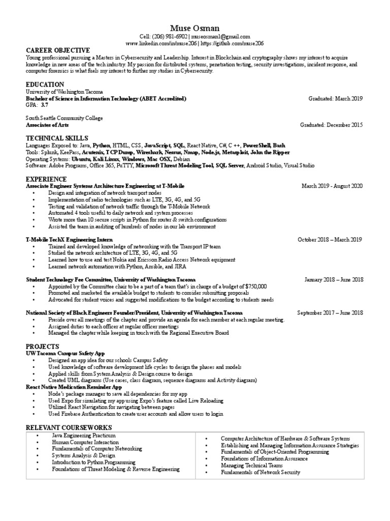 Muse Resume | PDF | Computer Network | Computer Engineering