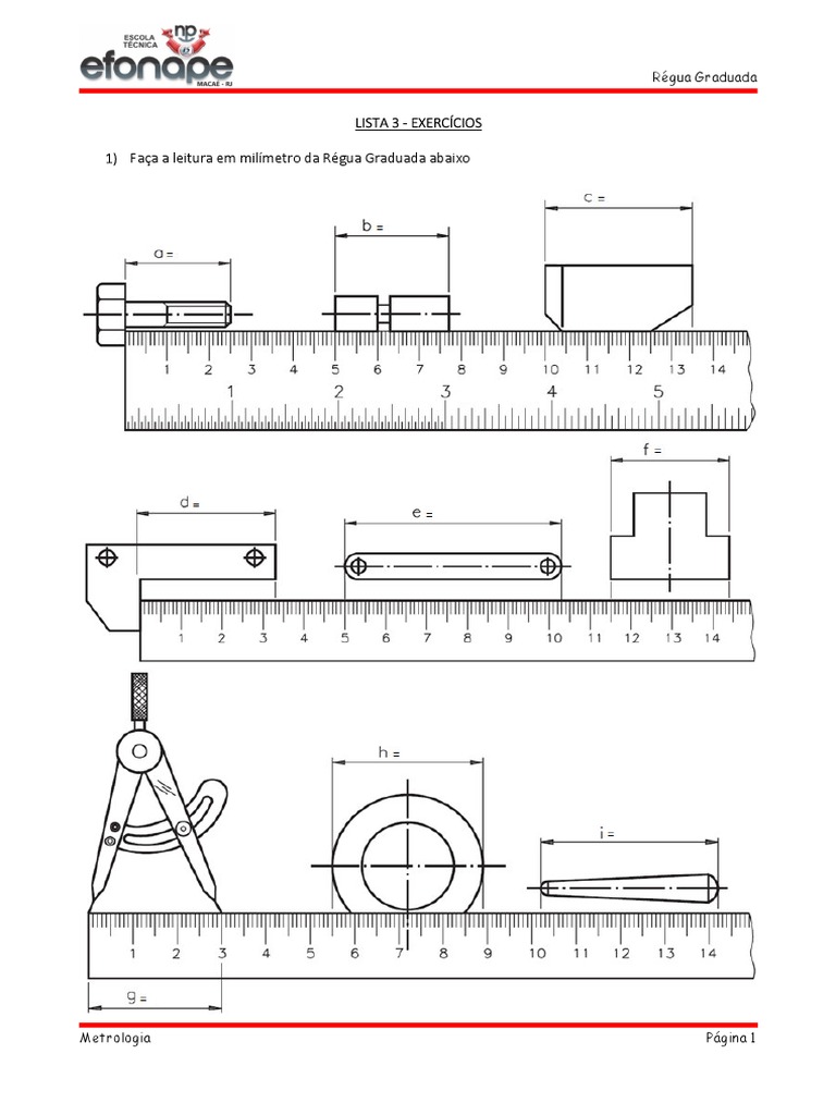 Exercícios - Lista 3 (Régua Graduada) | PDF