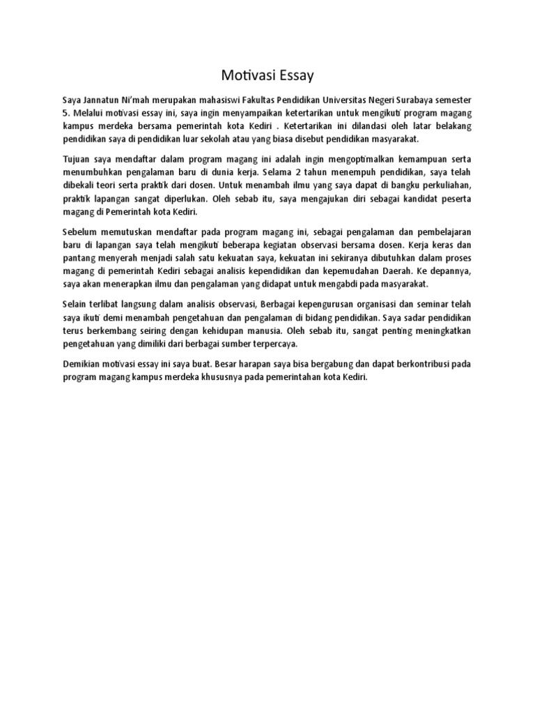 Motivasi Essay | PDF