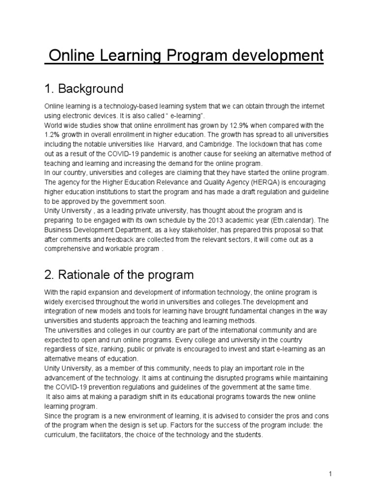 Online Learning Program Development | PDF | Educational Technology ...