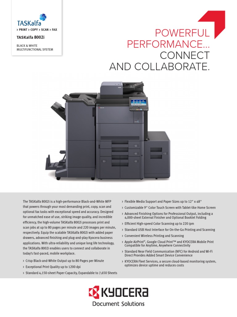 TASKalfa 8002i Spec Sheet | PDF | Image Scanner | Fax