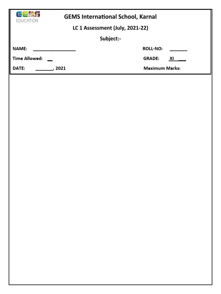 Question Paper Format | PDF