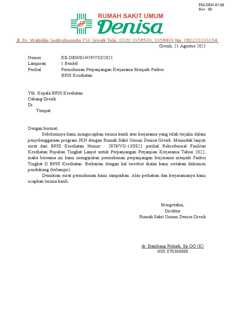 Surat Permohonan Perpanjangan Pks | PDF