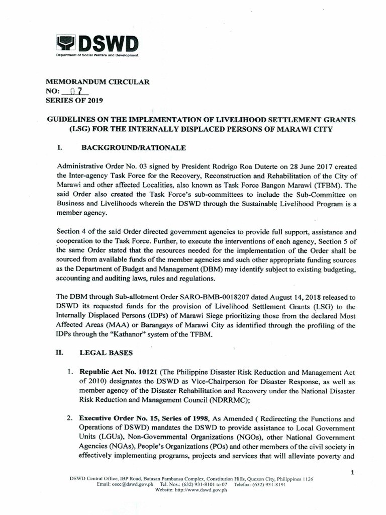 Livelihood Settlement Grants DSWD | PDF