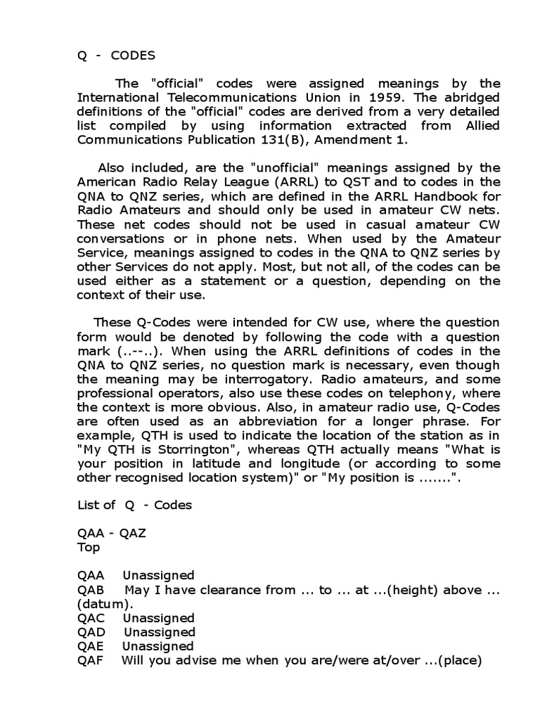 List of Q-Codes | PDF | Information And Communications Technology | Telecommunications
