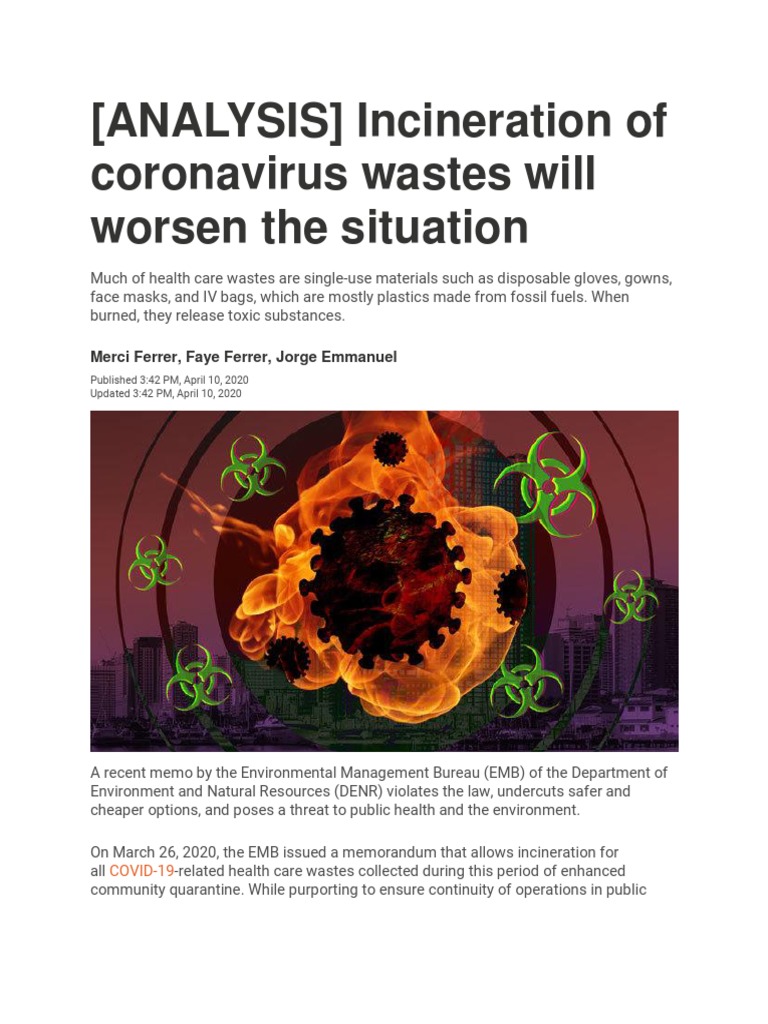 RAPPLER - Ferrer Ferrer and Emmanuel - Incineration of Coronavirus ...