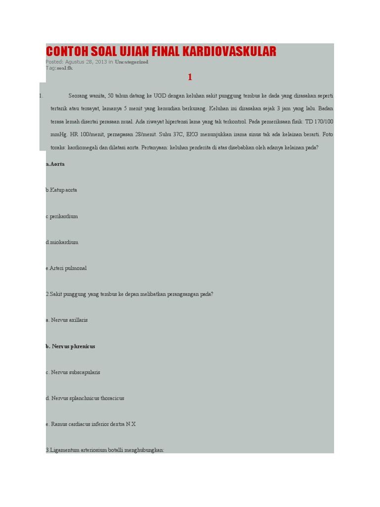 Contoh Soal Blok Kardiovascular | PDF | Sains & Matematika