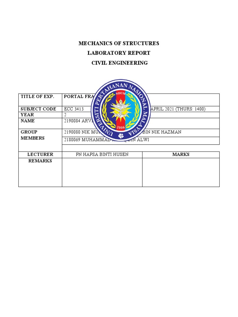 Experiment Portal Frame g3 | PDF | Framing (Construction ...