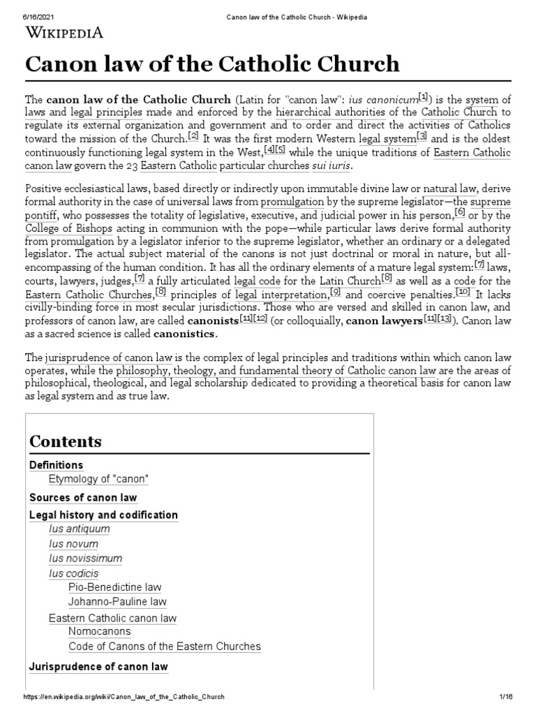Canon Law of The Catholic Church - Wikipedia | PDF | Catholic Theology ...