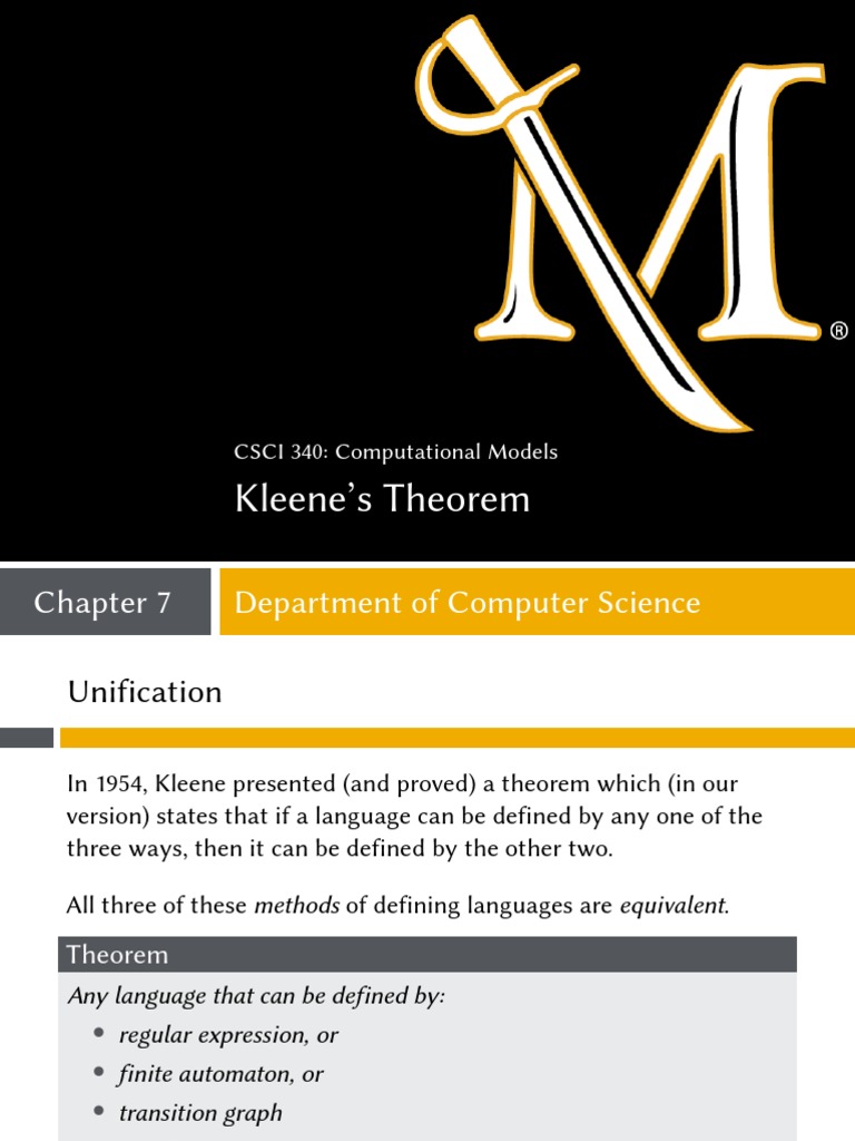 Kleene's Theorem: Department of Computer Science | PDF | String ...