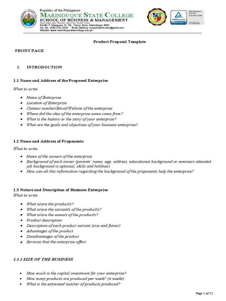 Product Proposal Template Guide | PDF | Desserts | Business