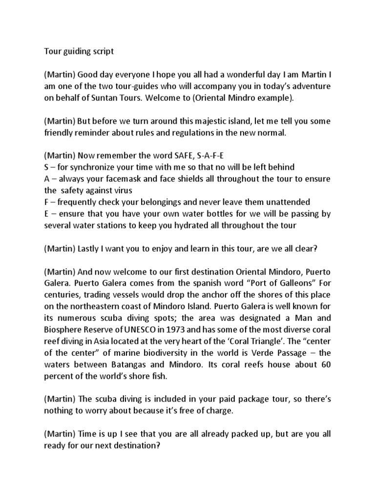 Tourguide Script | PDF