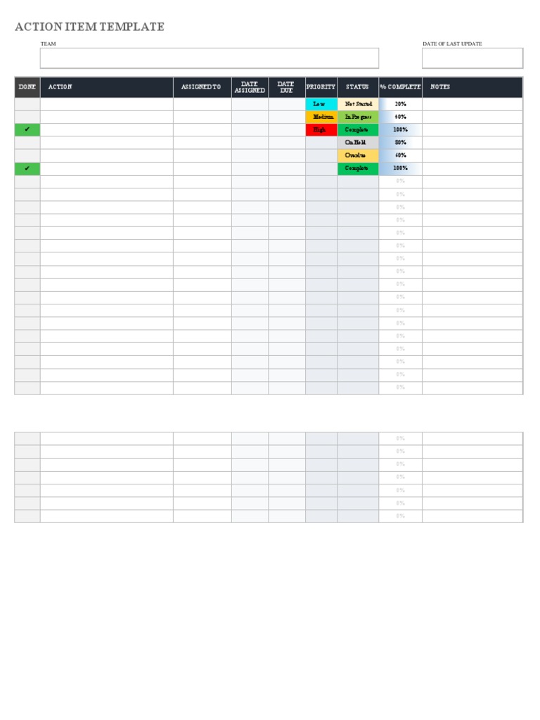 Action Item Tracking Template | PDF | Computing