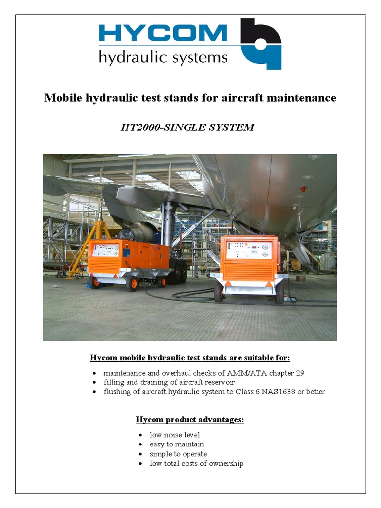 Mobile Hydraulic Test Stands For Aircraft Maintenance: Ht2000-Single ...