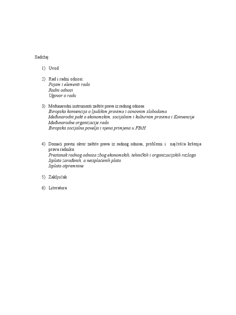 Seminarski Radno Pravo 1 | PDF