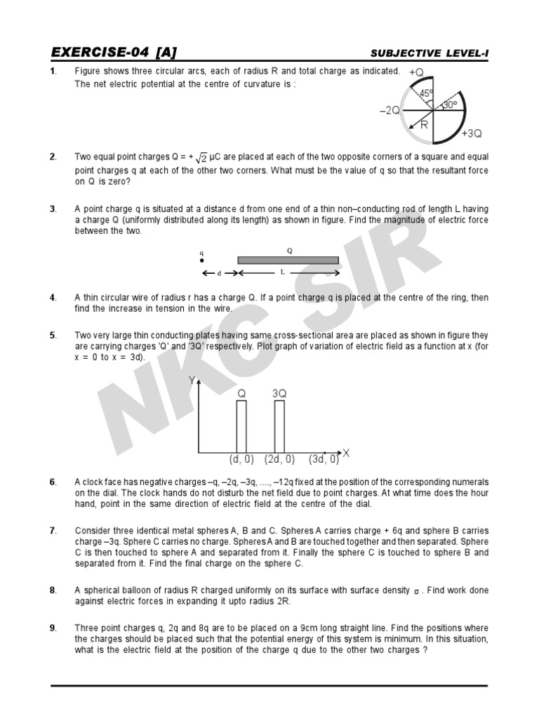 Electrostatics Exercise-4 (A) | PDF | Sphere | Electric Field