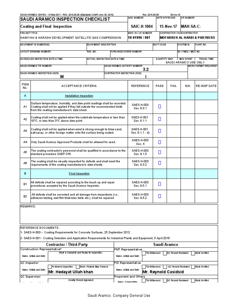 A A A A A A: Saudi Aramco Inspection Checklist | PDF | Materials