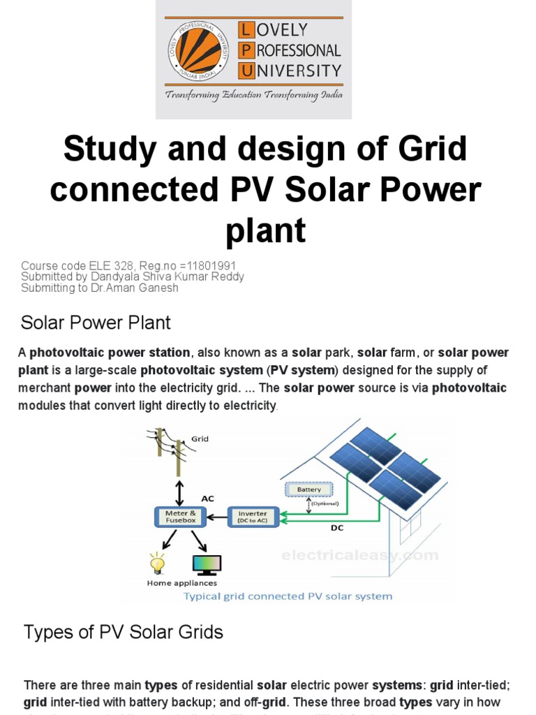Study and Design of Grid Connected PV Solar Power Plant | PDF ...