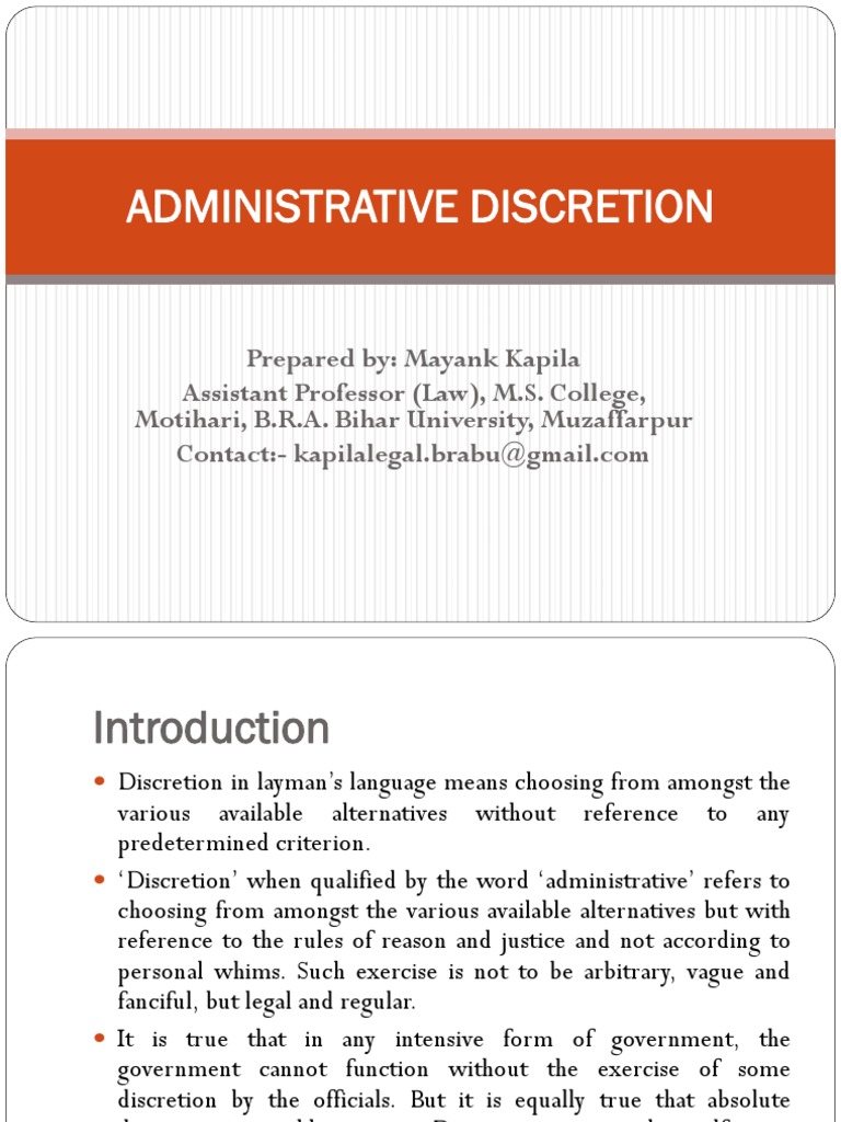 Administrative Discretion | PDF | Discretion | Supreme Court Of India