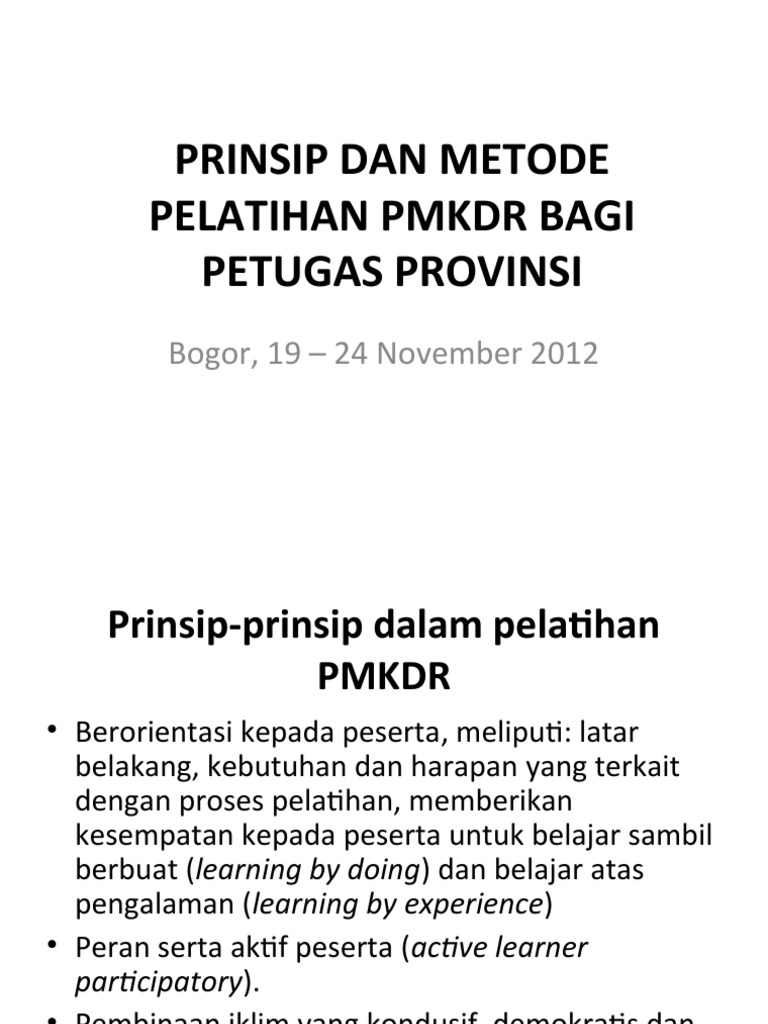 Prinsip & Metode Pelatihan PMKDR + BLC | PDF | Karier & Perkembangan | Bisnis