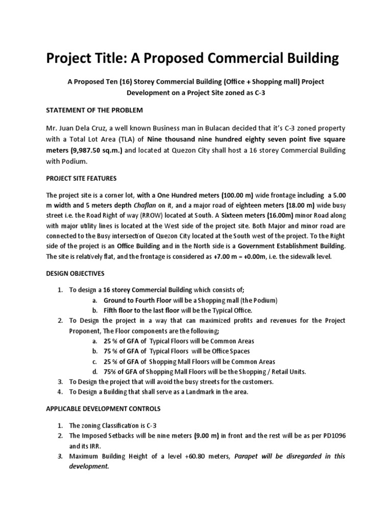 Project Title: A Proposed Commercial Building | PDF | Civil Engineering ...