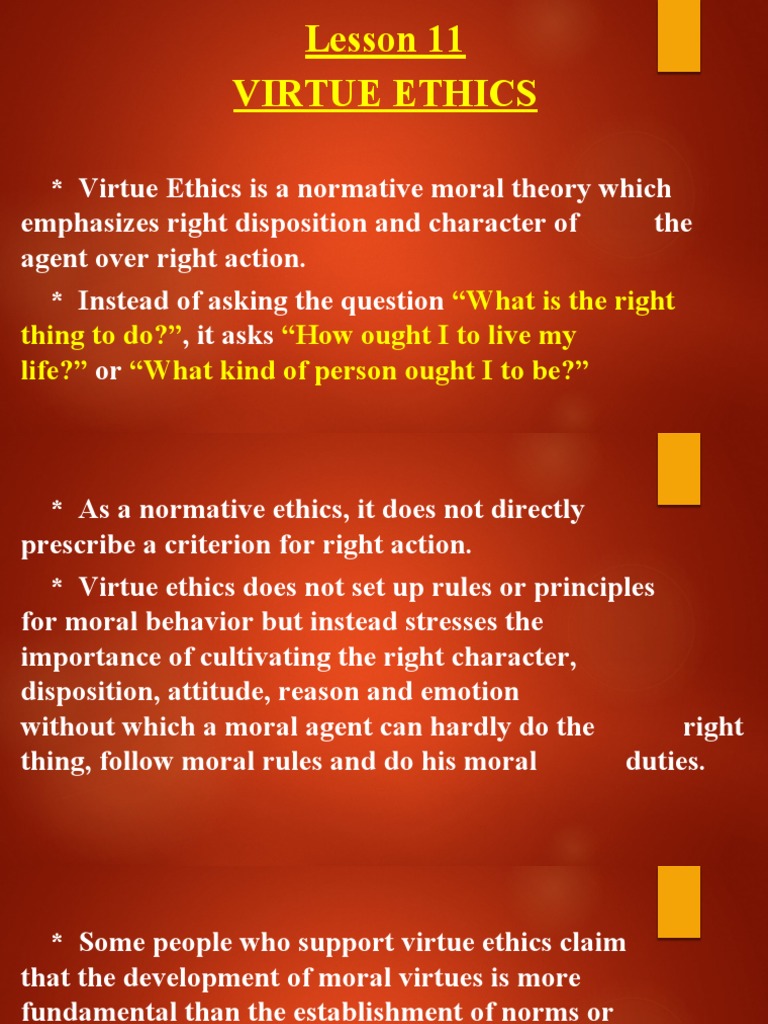 Lesson 11 Virtue Ethics | PDF | Virtue Ethics | Happiness