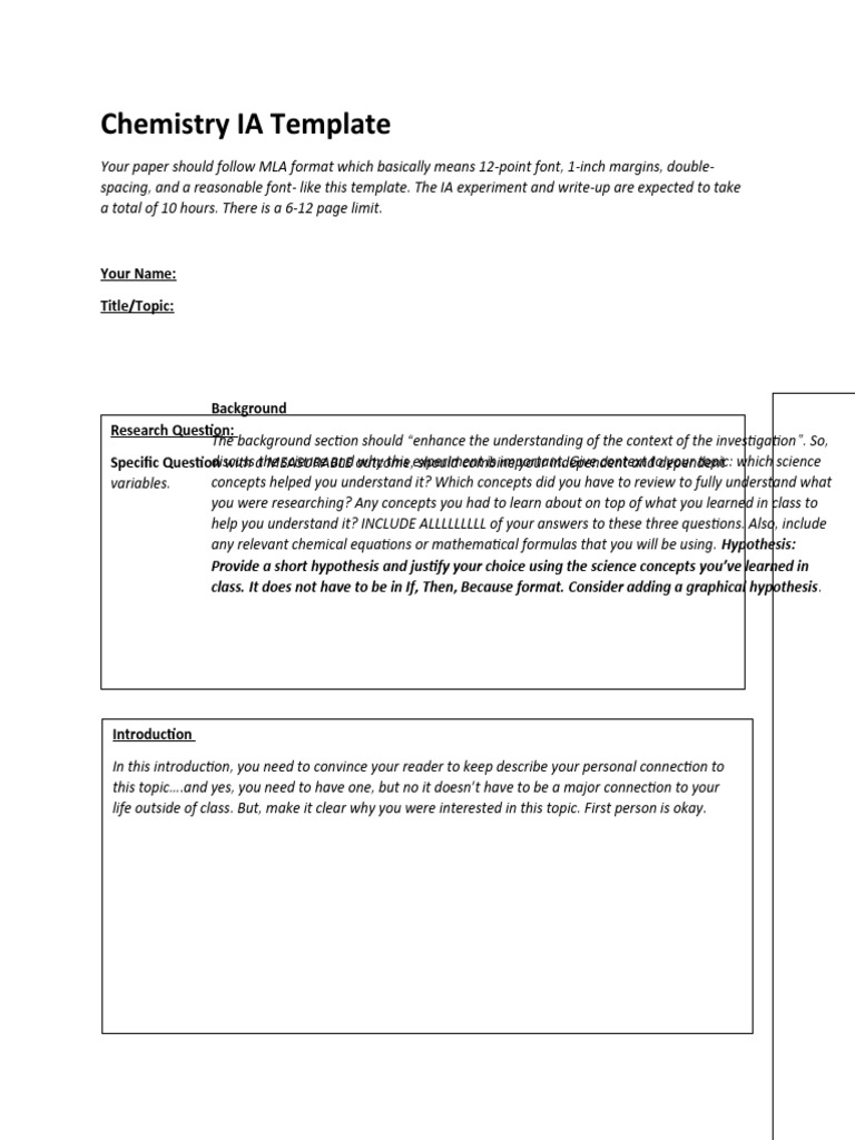Chemistry IA Template | PDF | Variable (Mathematics) | Experiment