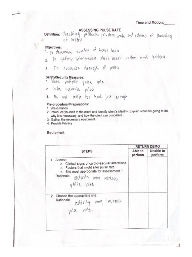 Assessing Pulse Rate | PDF
