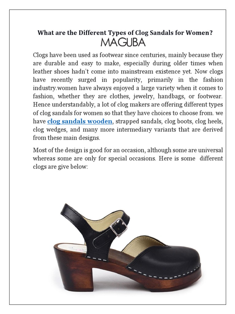 What Are The Different Types of Clog Sandals For Women | PDF | Boot | Shoe