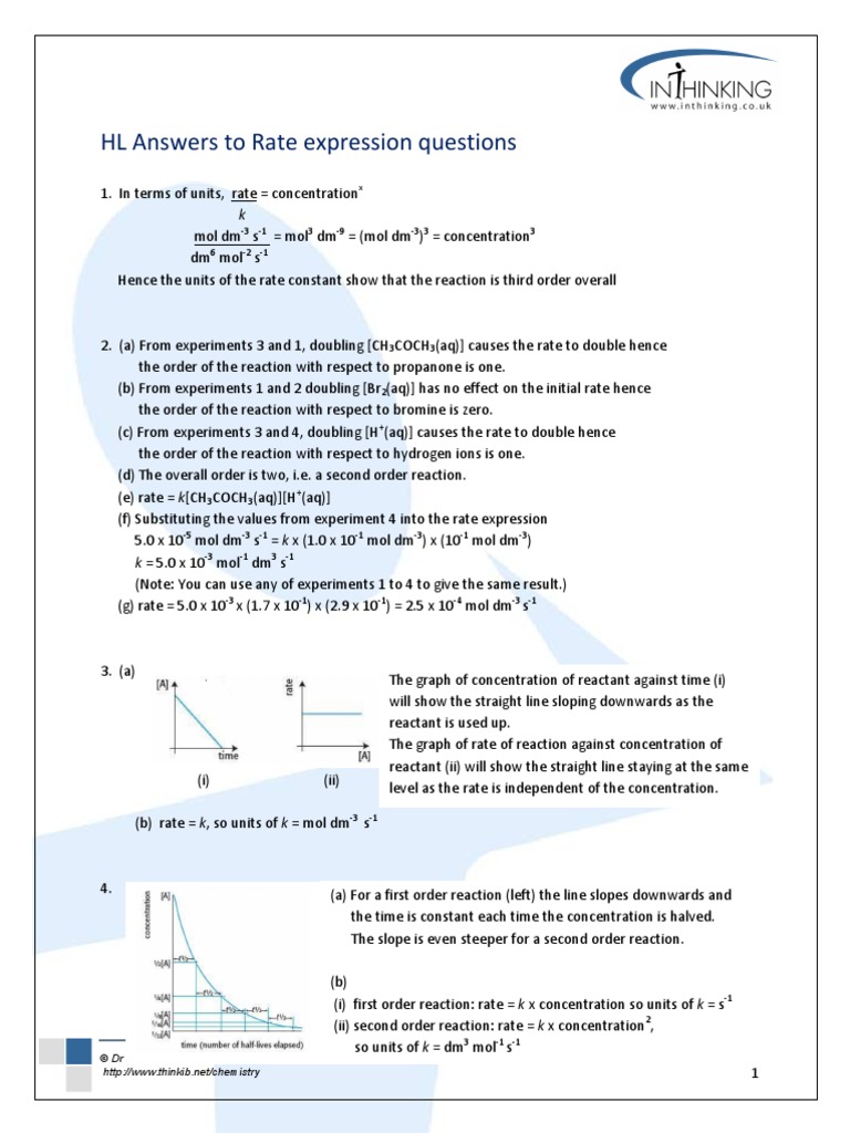 HL Answers To Rate Expression Questions: © DR Geoffrey Neuss ...