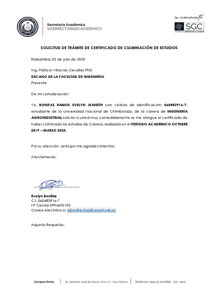 Solicitud de Certificado de Estudios | PDF | Finanzas y dinero