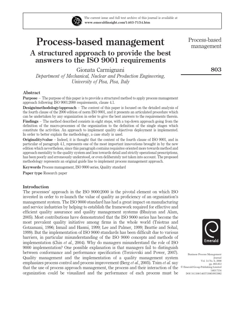 Process-Based Management: A Structured Approach To Provide The Best ...