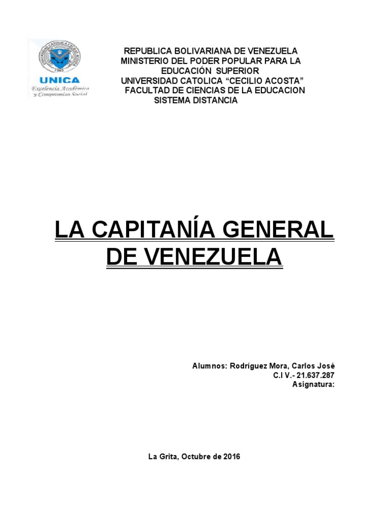 Historia de la Capitanía General de Venezuela | PDF | Antiguas colonias ...