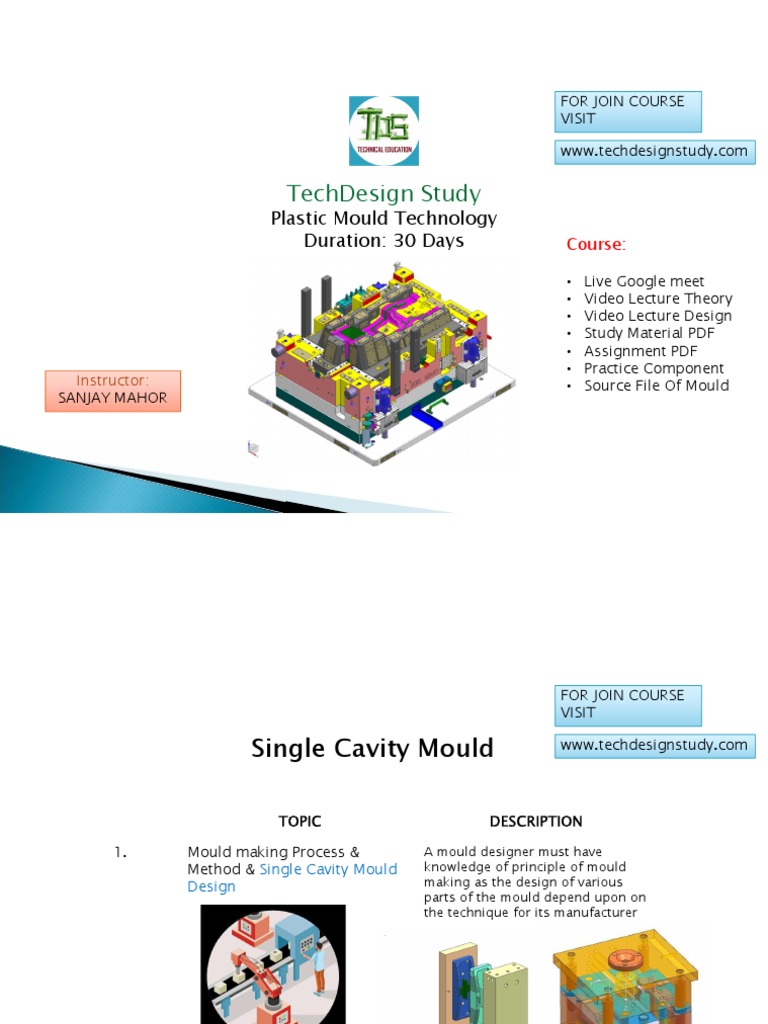 Techdesign Study: Plastic Mould Technology Duration: 30 Days | PDF ...