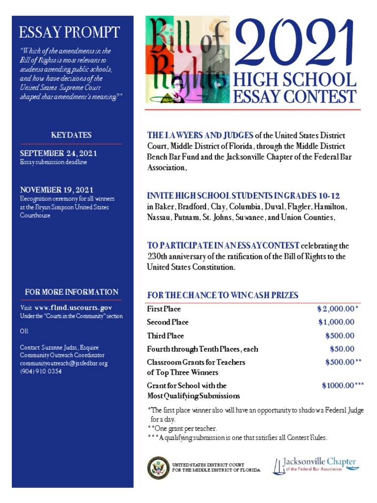 2021 High School Essay Contest Flyer and Information For Teachers | PDF ...