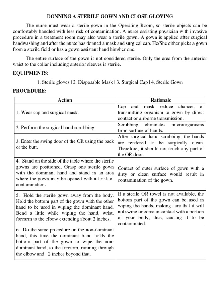 Sterile Gowning and Closed Gloving Guide | PDF | Hand | Glove