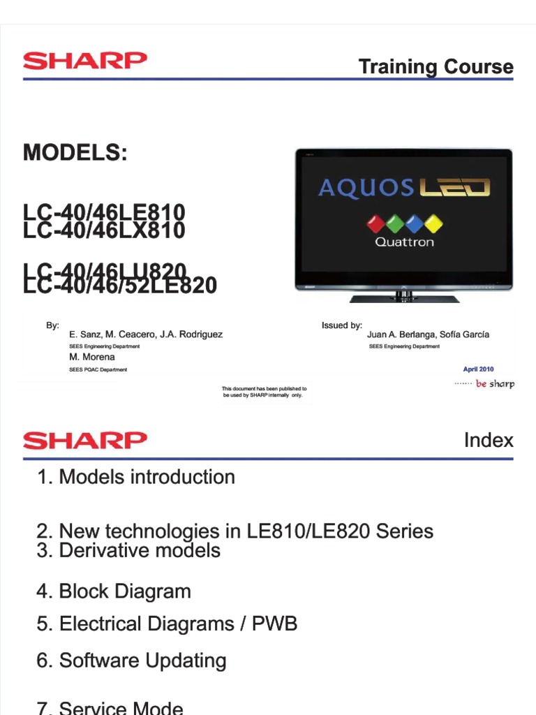 Sharp Le810-820 Training Course English | PDF | Backlight | High ...
