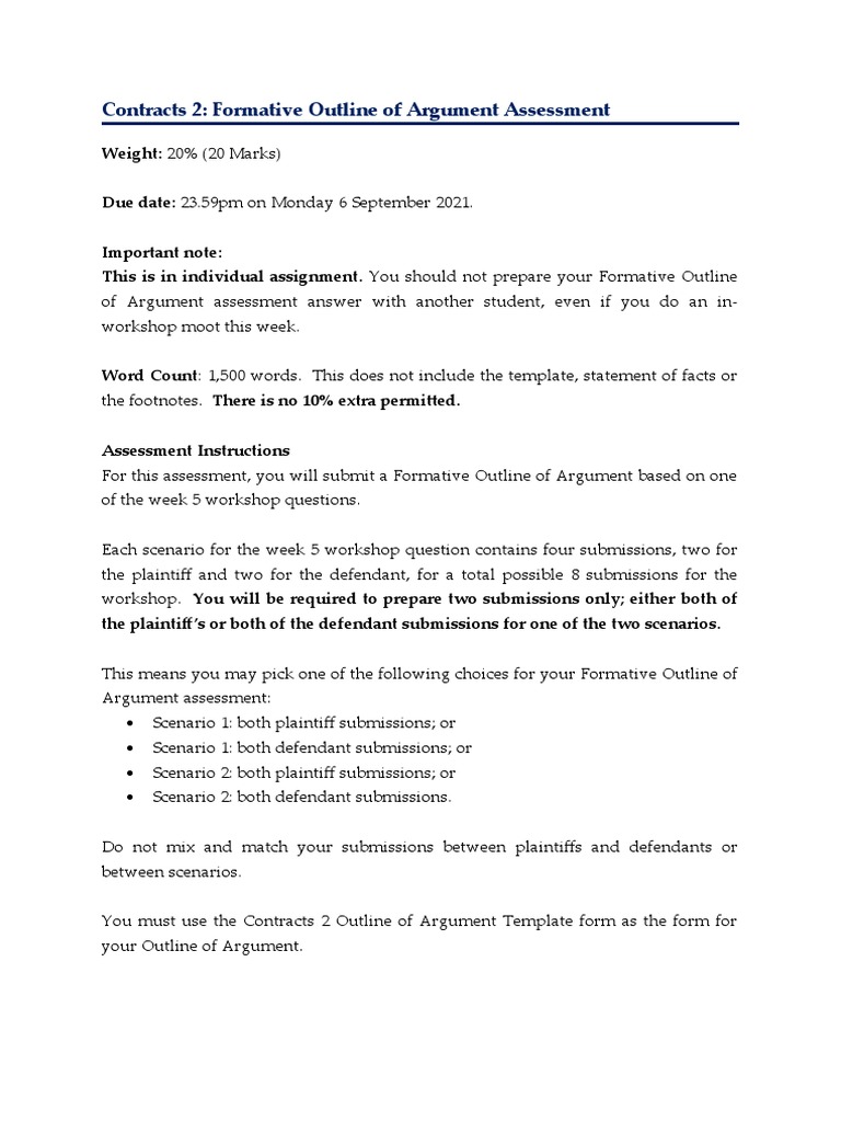 Formative Outline of Argument Assessment Instructions | PDF | Turnitin ...