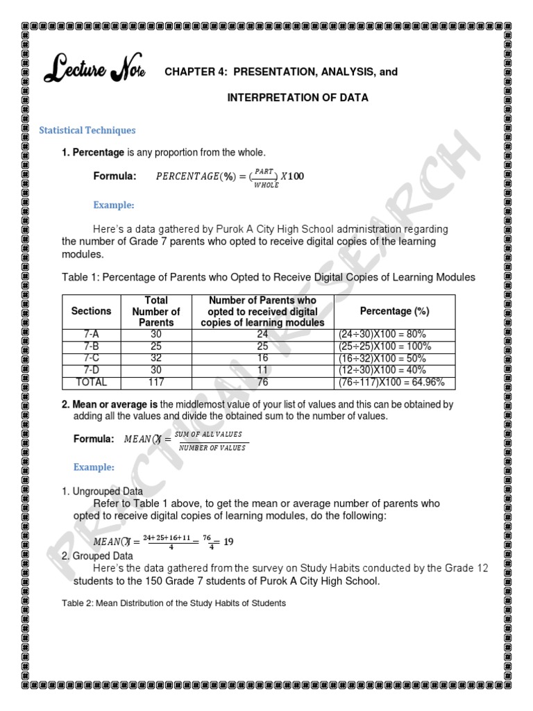 Lecture Note 9 - FORMULA | PDF | Likert Scale | Mean