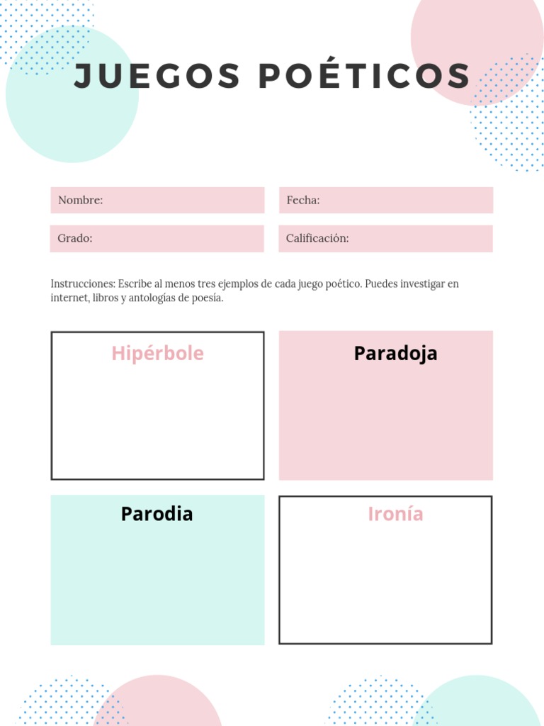 Worksheet - Juegos Poéticos. | PDF